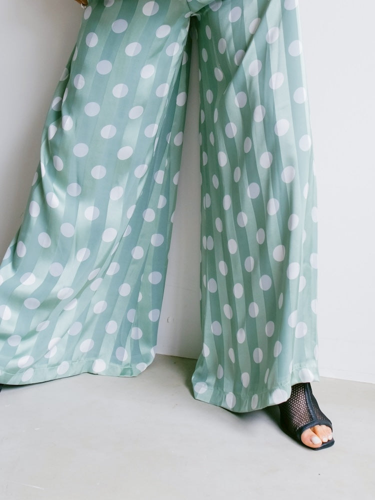 Satin Dot Wide Pants – MARTE