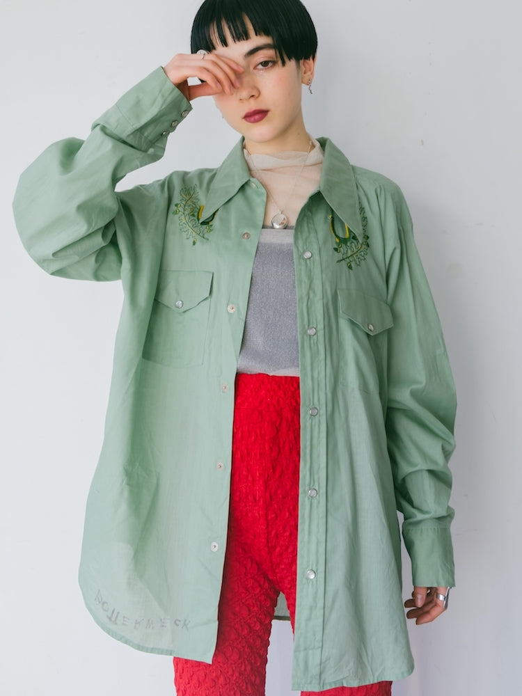 70s Leaf Embroidery Western Shirts – MARTE